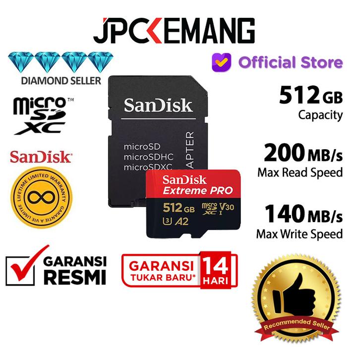 Promo SanDisk Extreme Pro MicroSD 512GB 200MB/s Micro SD MicroSDXC 512 ...