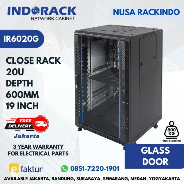 Promo IR6020G - 20U Close Rack Depth 600mm Glass Door 19" - INDORACK ...