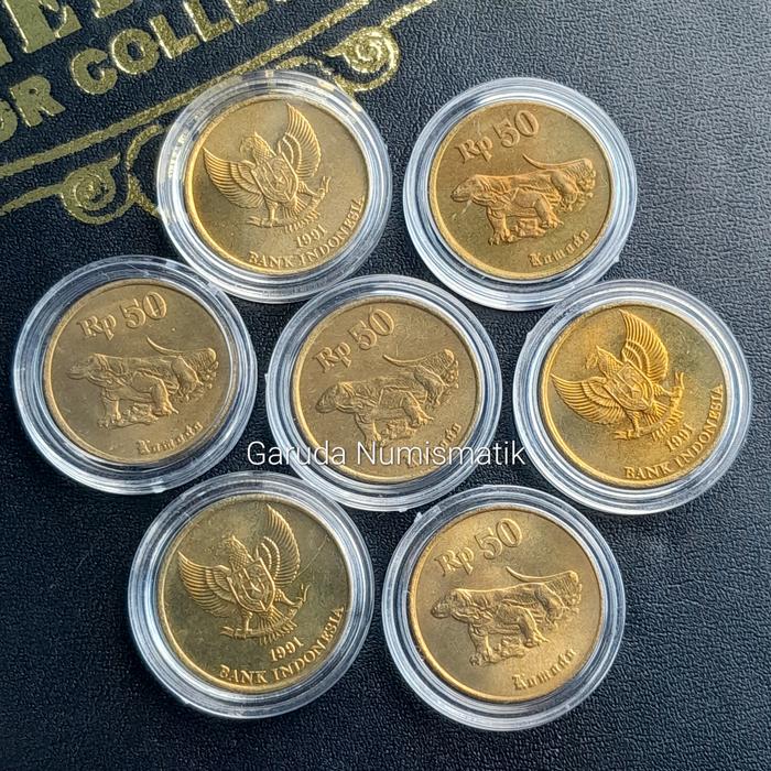 Jual Cetakan Pertama Koin 50 Rupiah Komodo Tahun 1991 Bonus Kapsul Koin ...