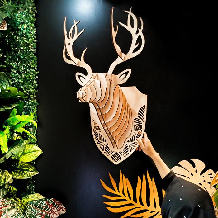 Jual TROPI KEPALA RUSA KAYU UKURAN BESAR 65x35cm Hiasan dinding ...