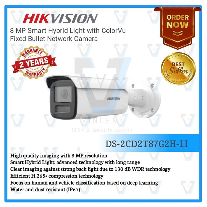 Jual DS-2CD2T87G2H-LI Hikvision IP Camera 8MP Outdoor Smart Hybrid Colorvu - Jakarta Barat ...