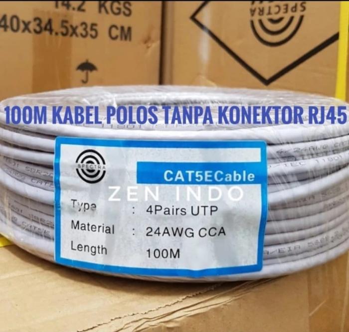 Jual Kabel Lan Indoor 100 Meter UTP Cat5E Cat 5E Internet Ethernet Abu ...
