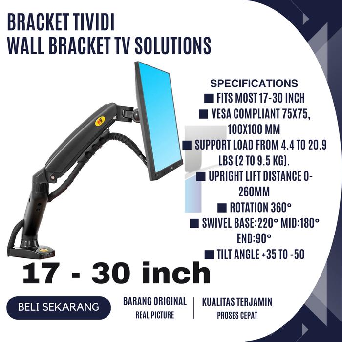 Jual North Bayou NB F80 17 to 27 Inch Gas Strut TV Monitor Desktop ...