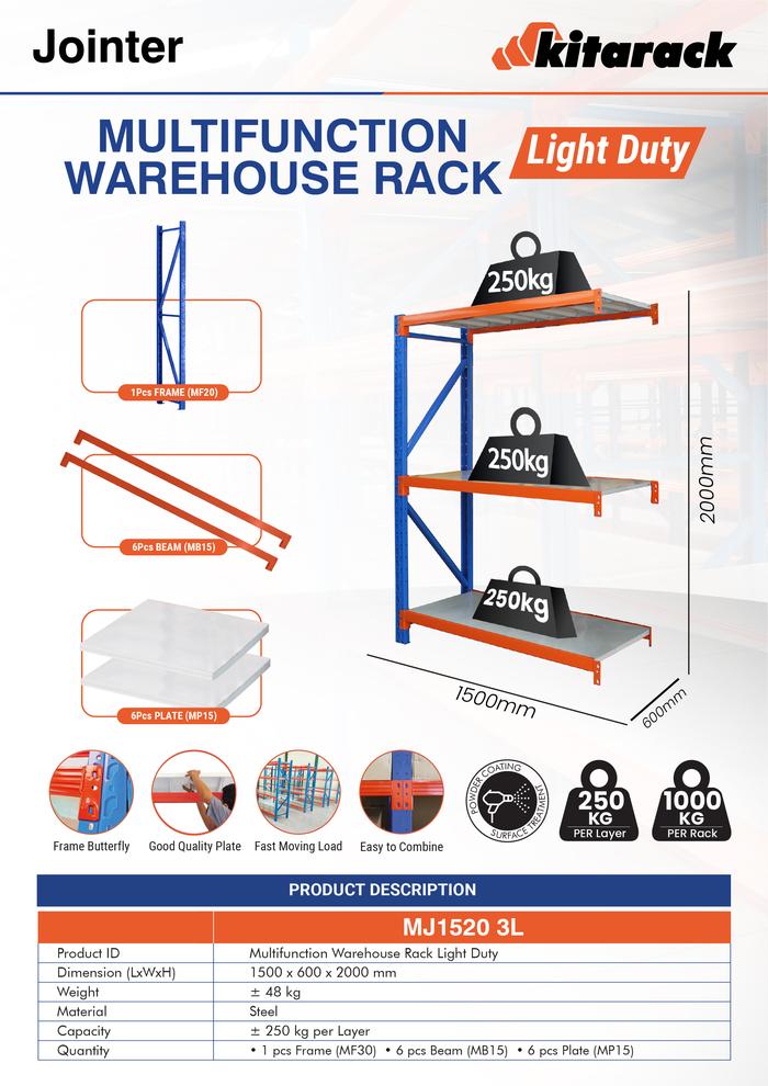 Promo KITARACK MJ1520 3L - MULTIFUNCTION WAREHOUSE RACK LIGHT DUTY 3 ...