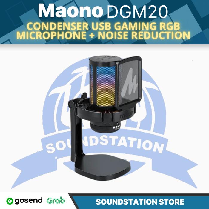 Promo MAONO DGM20 Condenser USB Gaming RGB Microphone + Noise Reduction DM20 - BLACK, Arm Stand ...