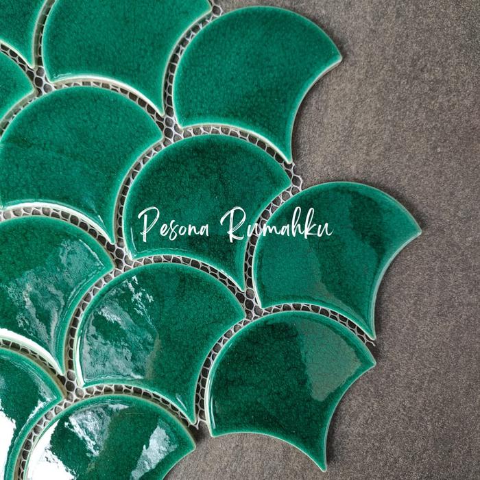 Jual Venus Mini Nara Deep Green - Keramik Mozaik Dinding Dapur Fish ...
