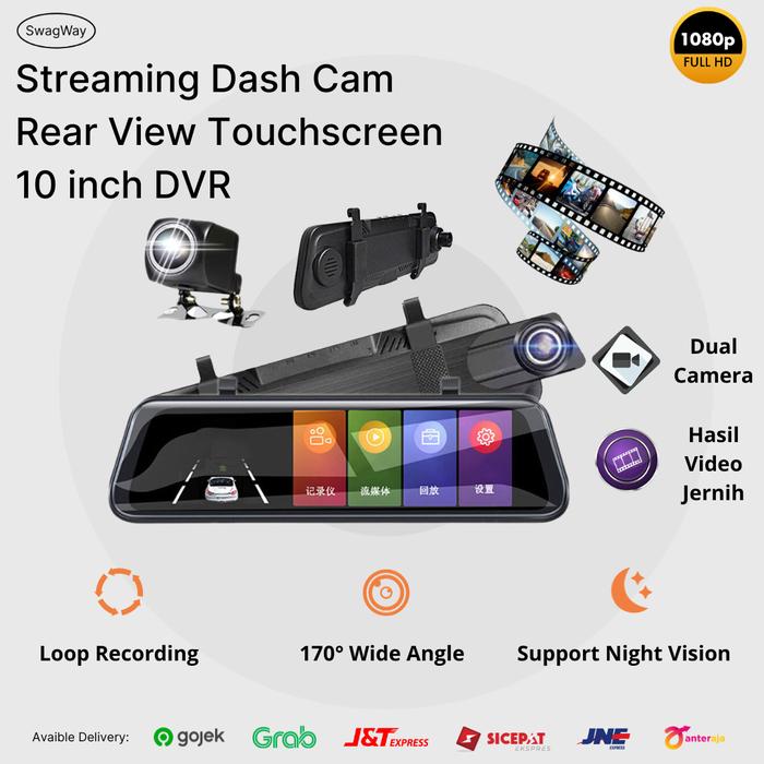 Jual Kaca Spion Kamera Mobil 10 inch DVR Dash Cam Rear View Rekam HD ...