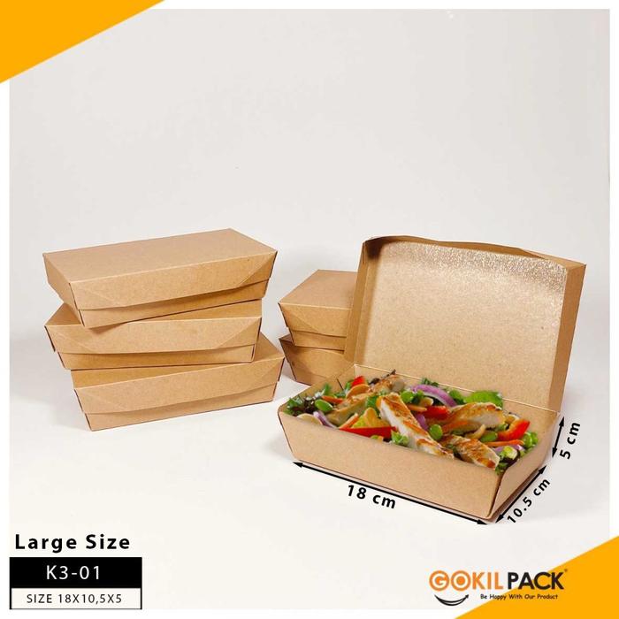 Jual PAPER LUNCH BOX|KOTAK MAKANAN|NASI|ROTI|BURGER|KUE|KRAFT|FOODGRADE ...