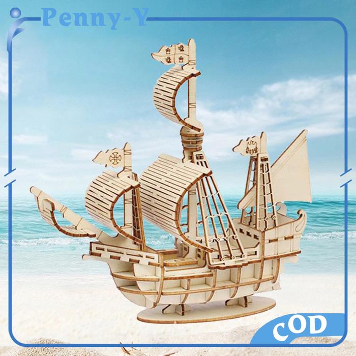 Jual Puzzle 3d Kayu Perahu Layar DIY Ship Model Kit Model Kapal Pirate ...