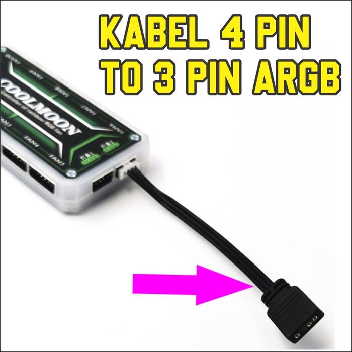 Jual CABLE SOCKET COOLMOON FANTECH ARGB PORT 4 PIN TO 3 PIN ARGB SOCKET ...