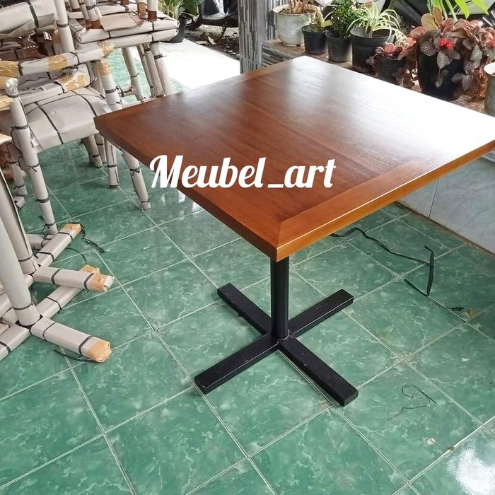 Jual meja cafe besi kombinasi kayu, meja cafe restoran kopi kayu jati ...
