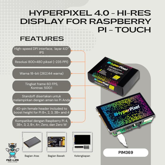 Jual HyperPixel 4.0 - Hi-Res Display for Raspberry Pi - Kab. Sleman - Riz-umi | Tokopedia
