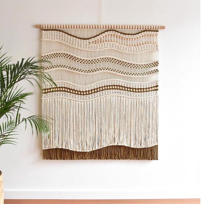 Promo Macrame tapestry / makrame hiasan dinding 120x100cm/ Natural wall ...