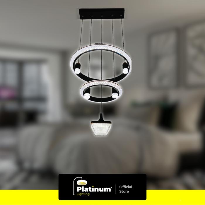 Jual Lampu Gantung Ring LED Minimalis 7 Lampu Chandelier Black ...