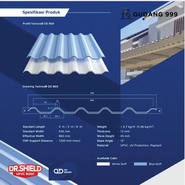 Promo Atap UPVC Dr. Shield OD860 / Twin Wall / Atap Gelombang Double Layer - Kota Bekasi ...