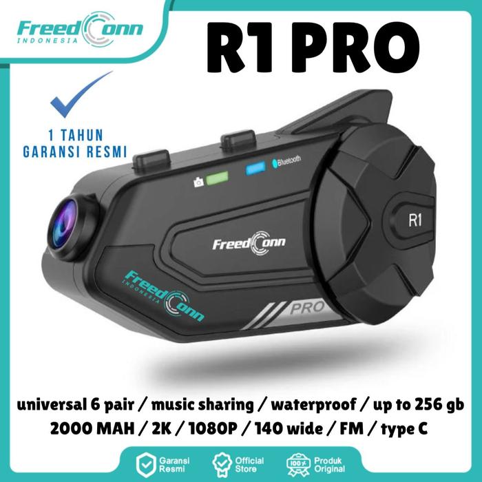 Jual INTERCOM FREEDCONN R1 PRO BLUETOOTH HELM CAMERA 2K 140 WIDE ...