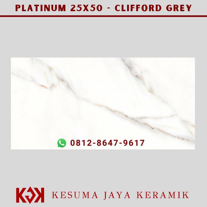 Jual Keramik Dinding 25x50 Platinum Clifford Grey Embossed Clifford ...