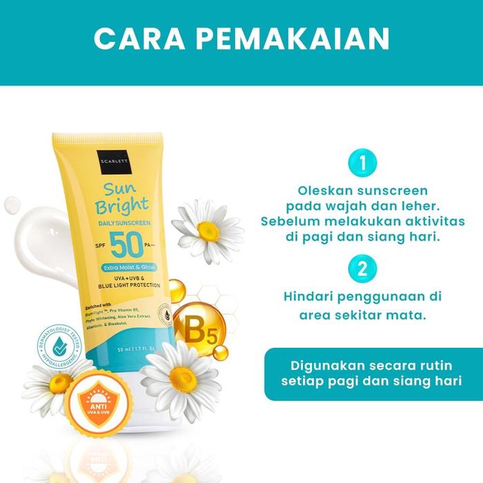 Jual Scarlett Whitening Sunscreen Sun Bright Daily Spf 50 Pa+++ - Kota ...