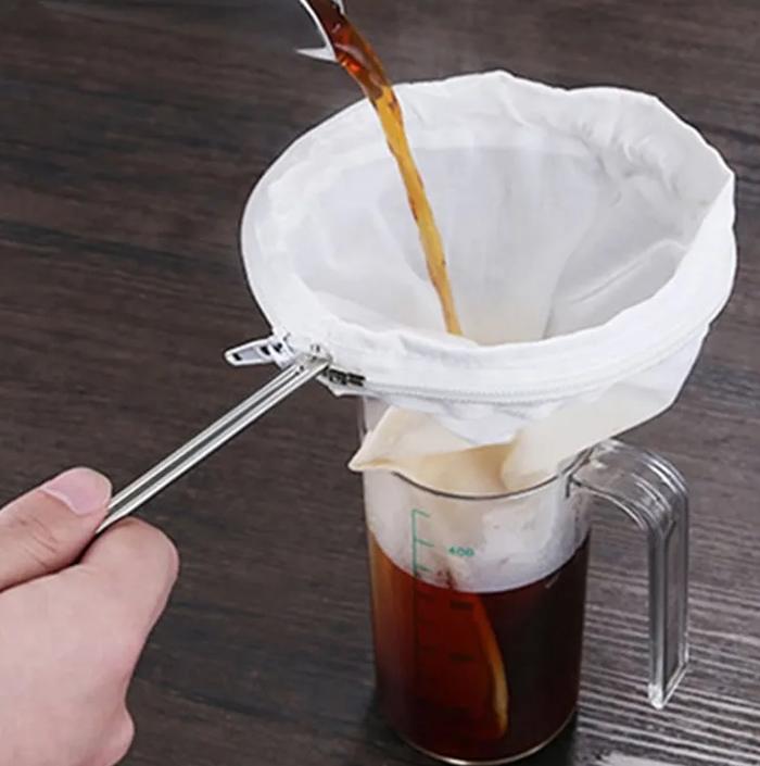 Jual Saringan Thai Tea Kain Tebal Saring Kopi Teh Gagang Stainless ...