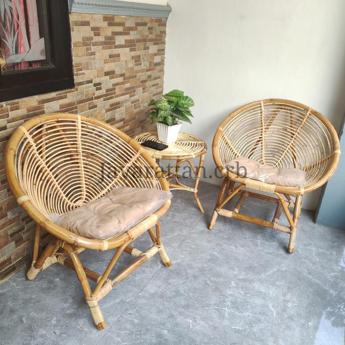 Jual Kursi Teras Rotan 1 Set dengan Meja / Kursi Rotan Minimalis - Kab ...