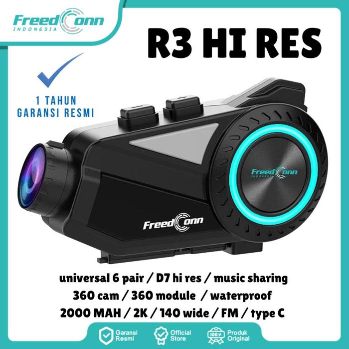Jual INTERCOM FREEDCONN R3 BLUETOOTH HELM HEADSET HI RES WIDE CAM ...