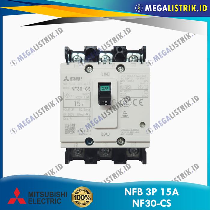 Jual Mitsubishi MCCB 3P 15A NF30-CS / NFB / No Fuse Breaker NF30CS 15 A - Kota Surabaya ...
