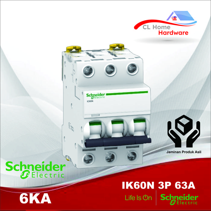 Jual MCB IK60N 3P 63A SCHNEIDER 3 Phase 63 Ampere 6kA - A9K24363 - Jakarta Barat - CL home ...
