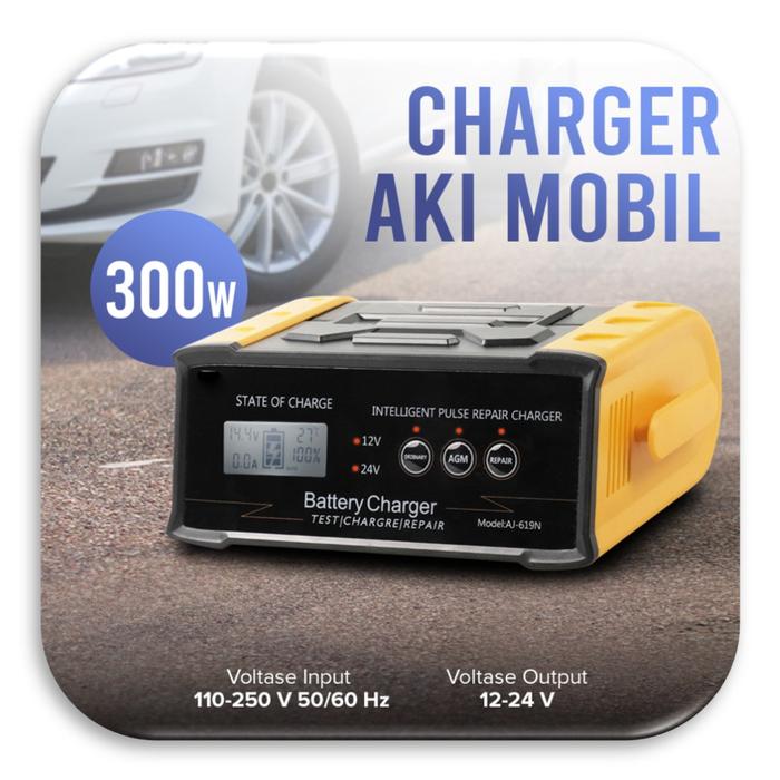 Promo Charger Aki Mobil Lead Acid 300W 12-24V Charger Portable ...