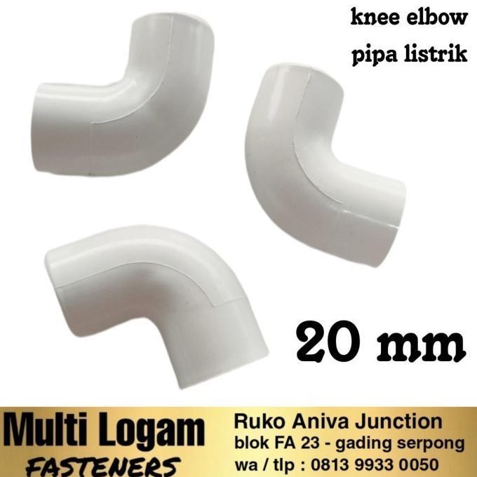 Jual Elbow Pipa Conduit Listrik 20 Mm Warna Putih (Harga 1 Pak Isi 100 ...