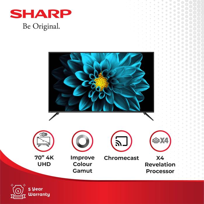 Promo Sharp 70 Inch LED TV 4K Android TV With Google Assistant 4T ...