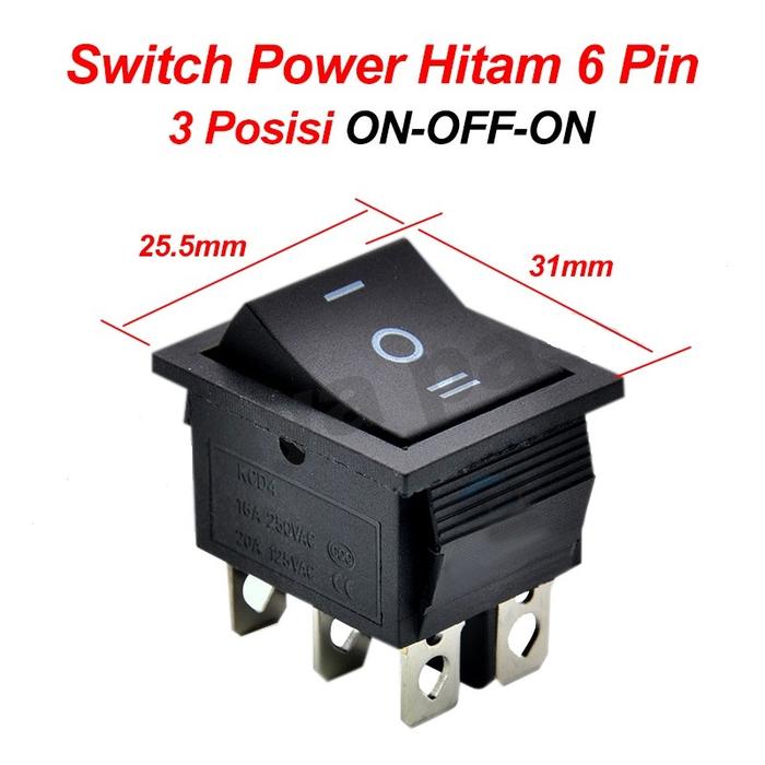 Jual Saklar Switch Kotak Besar 6 Kaki Hitam ON/OFF/ON 6Pin 6Kaki HITAM ...