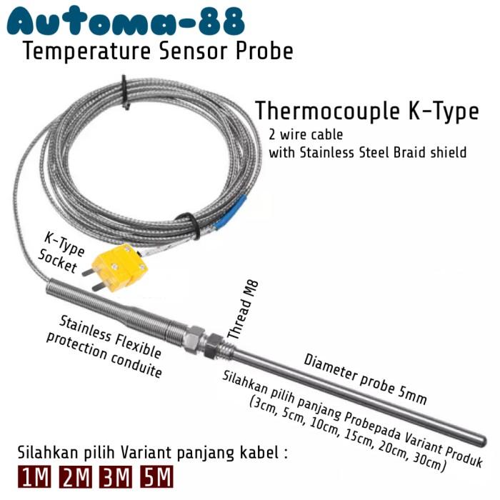 Jual Sensor Thermocouple untuk Portable Digital Thermometer Probe Type ...