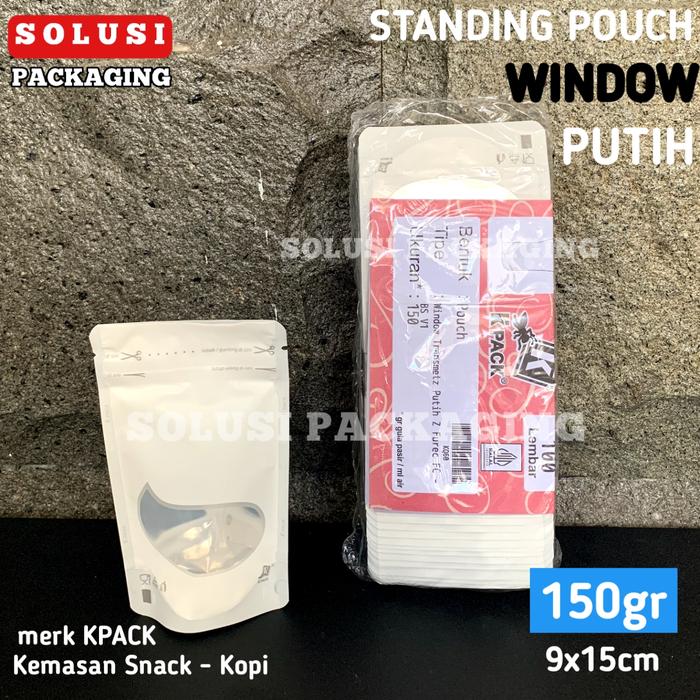 Jual KPACK 150Z STANDING POUCH WINDOW PUTIH 150G PLASTIK KLIP KOPI ...