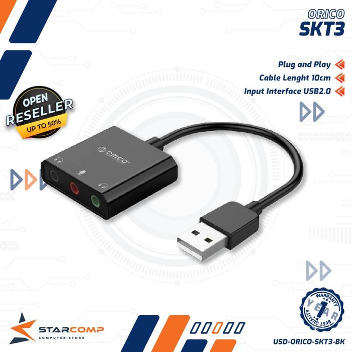 Jual ORICO SKT3 Sound Adapter 3x AUX USB External Sound Adapter - Kab. Sukoharjo - Starcomp Solo ...
