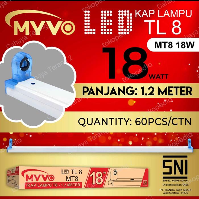Jual kap lampu TL LED T8 18watt 120cm kap balok rumah T8 LED - Kota ...