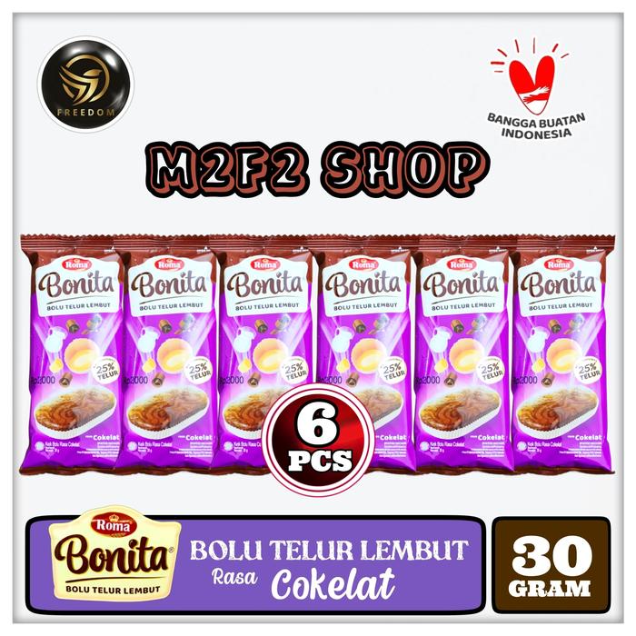 Jual Roma Bonita Cake Bolu Telur Lembut Rasa Cokelat - 30 gr (Harga 6 ...
