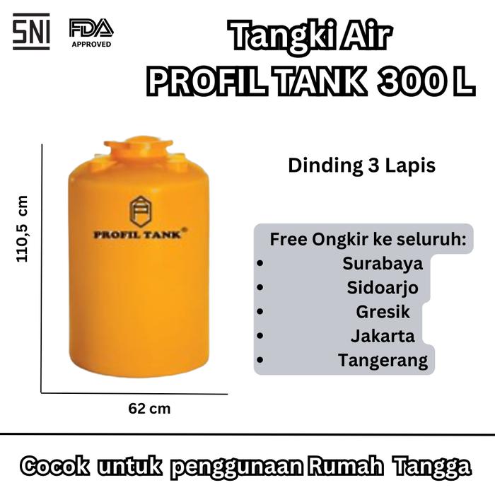 Jual Tangki Tandon Toren Air Plastik Profil Tank 300 Liter Murah - Kab ...