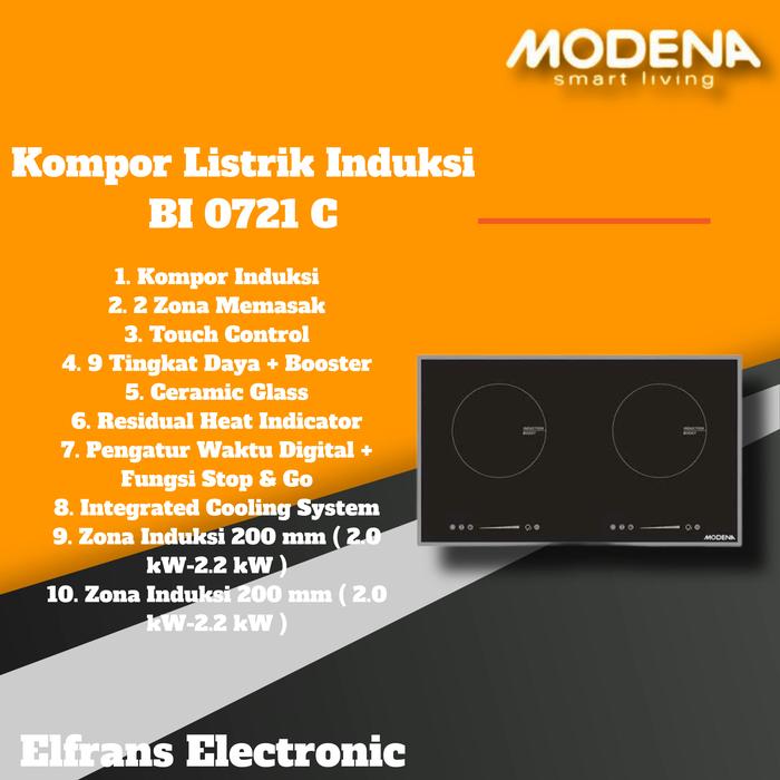 Jual Modena Kompor tanam Induksi 2 tungku BI0721C Build in Modena Bi ...
