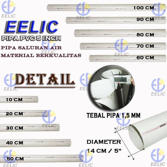 Jual EELIC PIA-PVC5I PIPA PVC UKURAN 5 INCH PANJANG 50 CM PIPA SALURAN ...