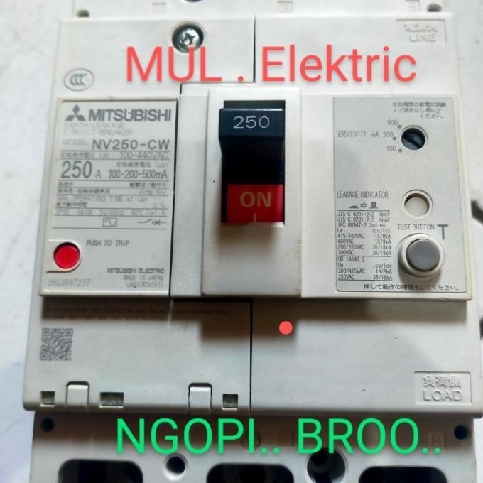 Jual Elcb / Earth Leakage Circuit Beaker Nv250-Cw Mitsubishi 250+200A ...