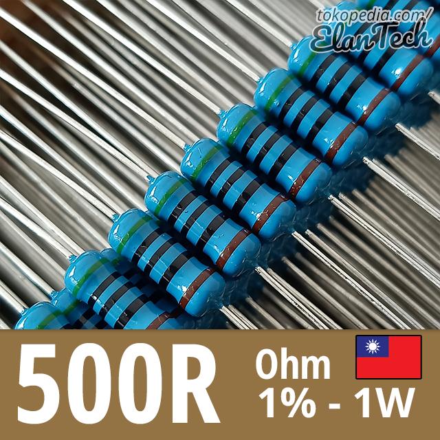 Jual Resistor 500R 1W 1% 500 Ohm Metal Film Standard Taiwan ElanTech ...