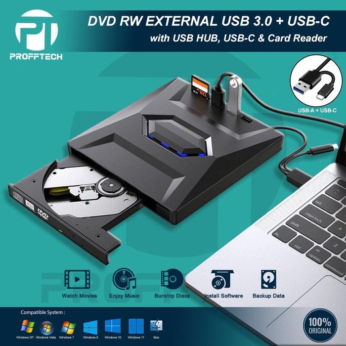 Jual DVD RW External USB Type-C + USB HUB 3.0 & Card reader - Jakarta ...