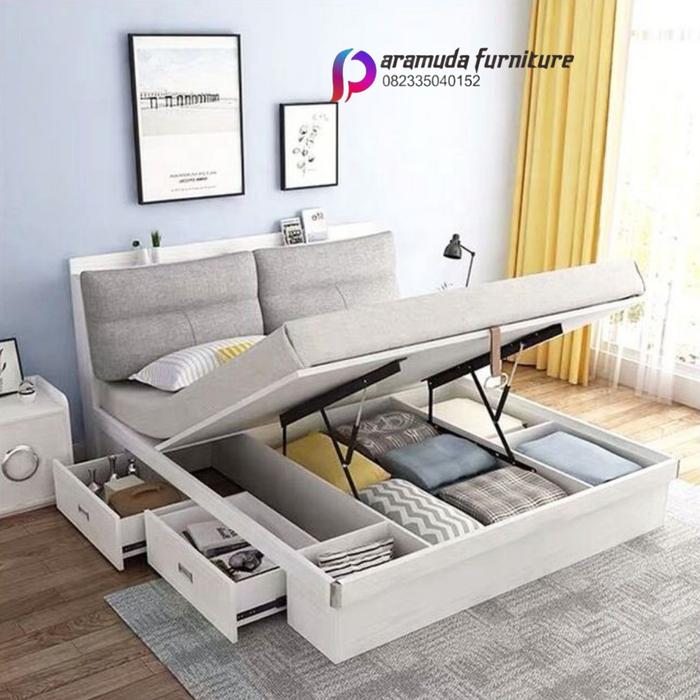 Jual Tempat Tidur Hidrolik Minimalis Dipan Storage Kayu Jati - Kab ...
