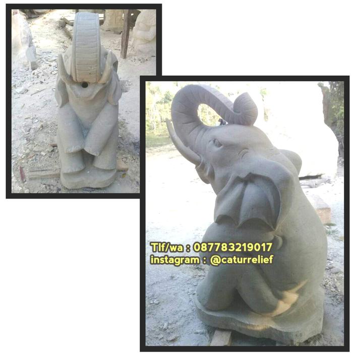 Jual Patung Gajah duduk Air mancur - patung pahat ukir batu alam jogja ...