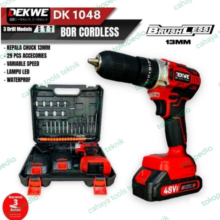 Jual Mesin Bor Cordless Brushless Hammer Drill 13mm Baterai 48v ...
