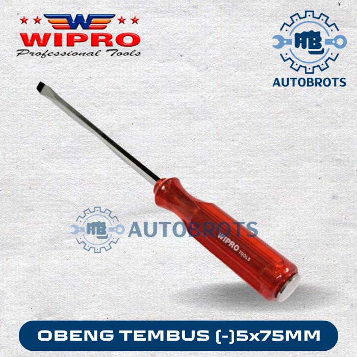 Jual WIPRO Obeng Tembus Merah Minus (-) 5x75MM Obeng Ketok Red Handle 3 ...