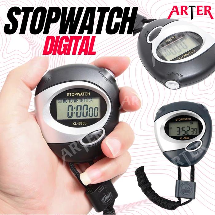 Jual ARTER Stopwatch Digital Timer Olahraga Genggam LCD + Strap Stop ...