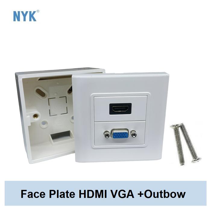 Jual Wall Face Plate Socket hdmi & VGA + Outbow Box - Jakarta Barat ...