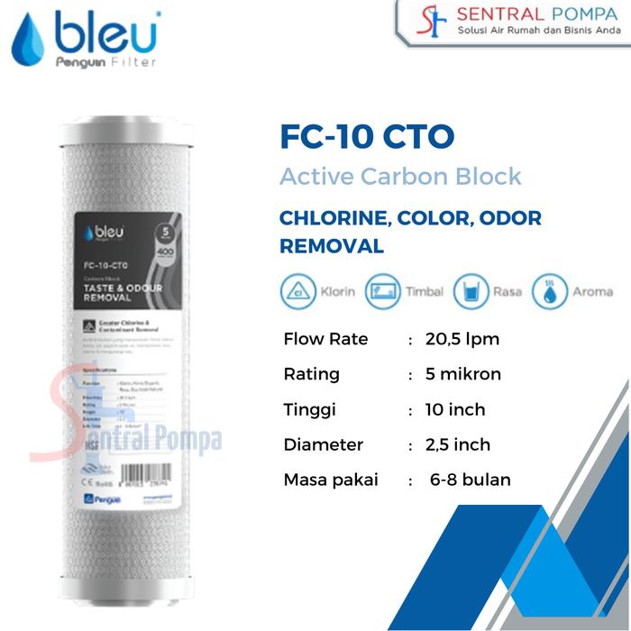 Jual Cartridge Filter Saringan Air Penguin 10" FC-10 CTO Active Carbon ...