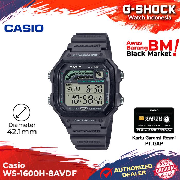 Promo Casio General WS-1600H-8AVDF WS-1600H WS-1600 WS1600H WS 1600H ...